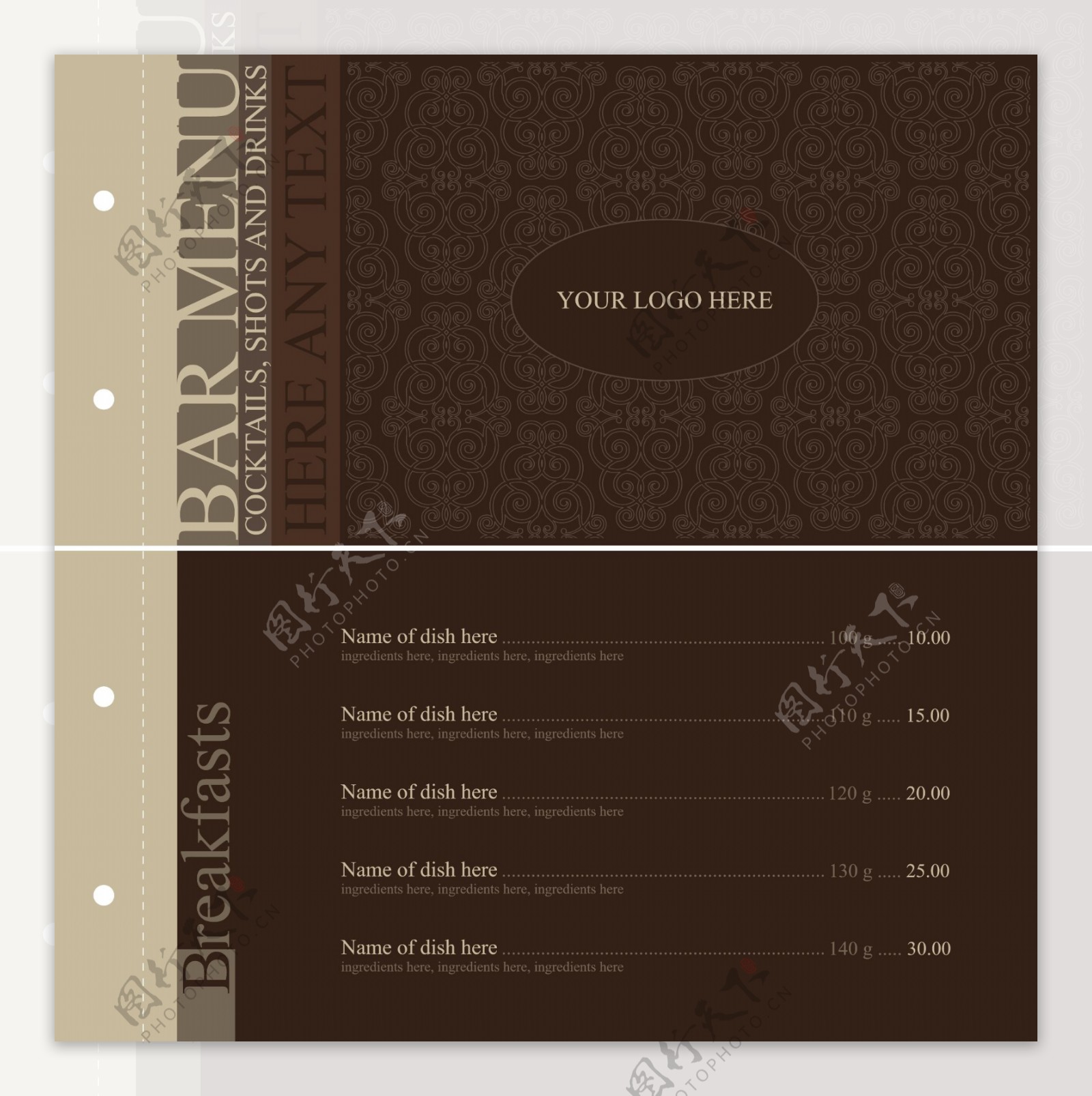 欧式花纹花边菜单模板矢量图片素材-编号01534407-图行天下