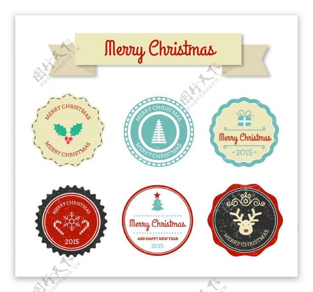 圆形圣诞标签矢量图片素材-编号03714707-图行天下