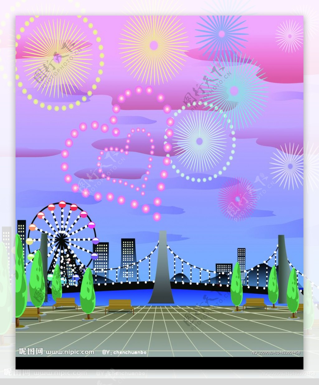 爱心烟花图片素材-编号13500367-图行天下