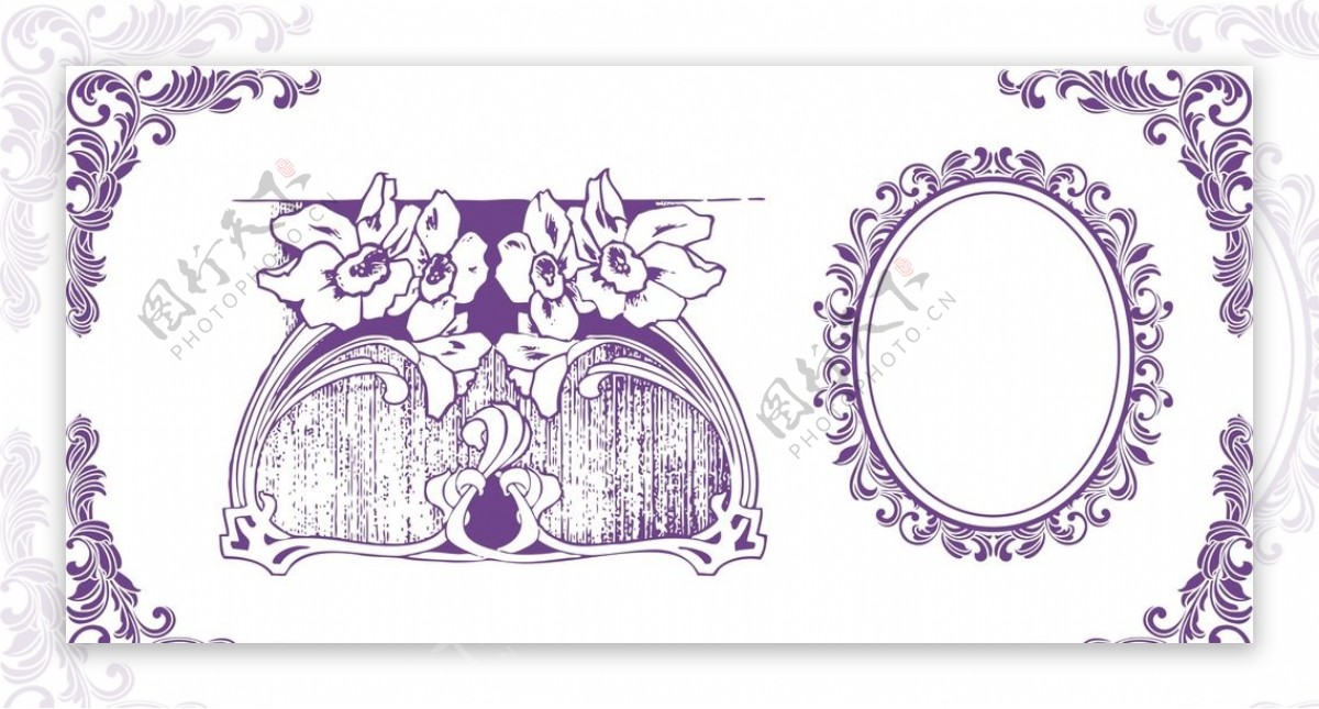 紫色花边边框图片素材-编号14210397-图行天下