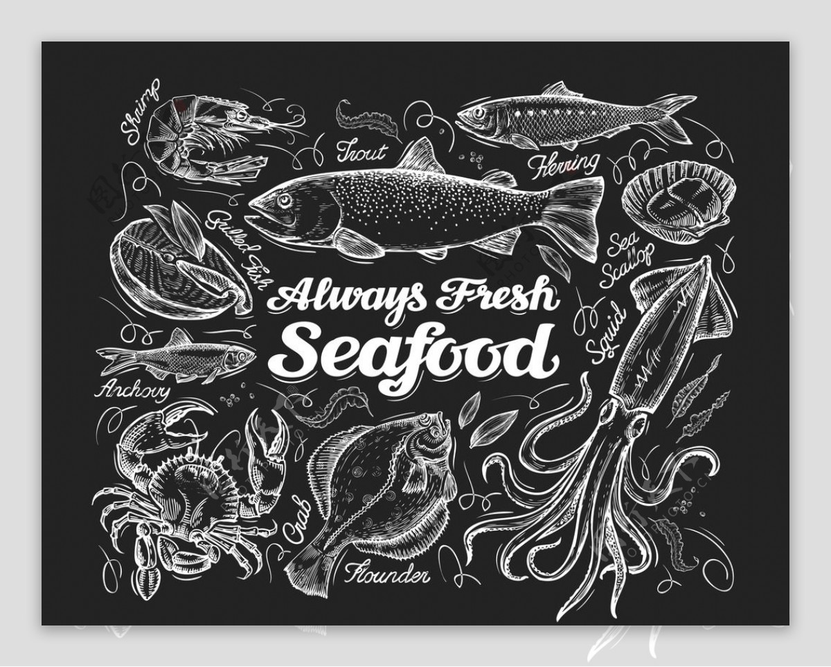 手绘海鲜图片素材-编号22970447-图行天下