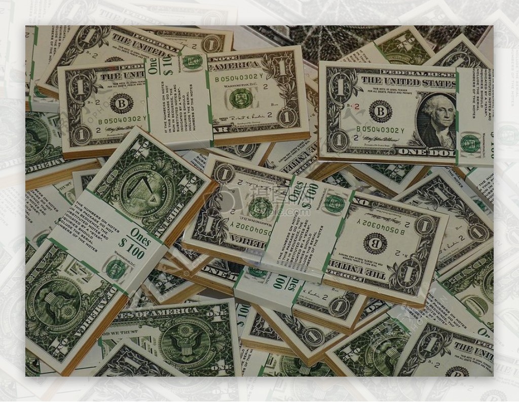一沓沓1美元钞票图片素材-编号25239697-图行天下