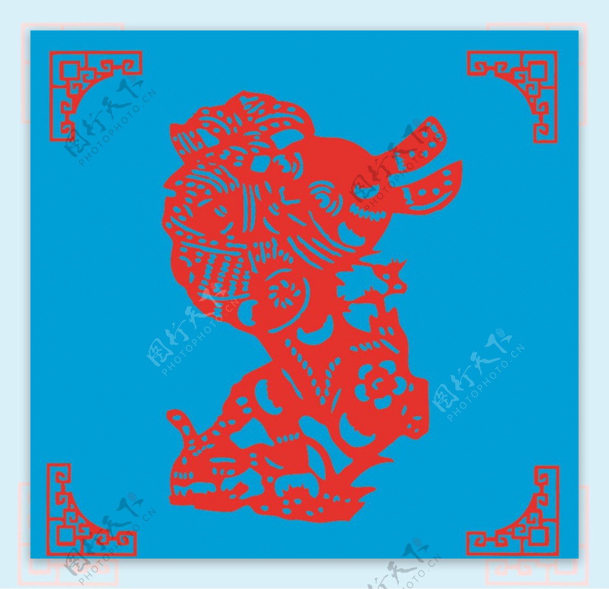 兔子剪纸图片素材-编号31052967-图行天下